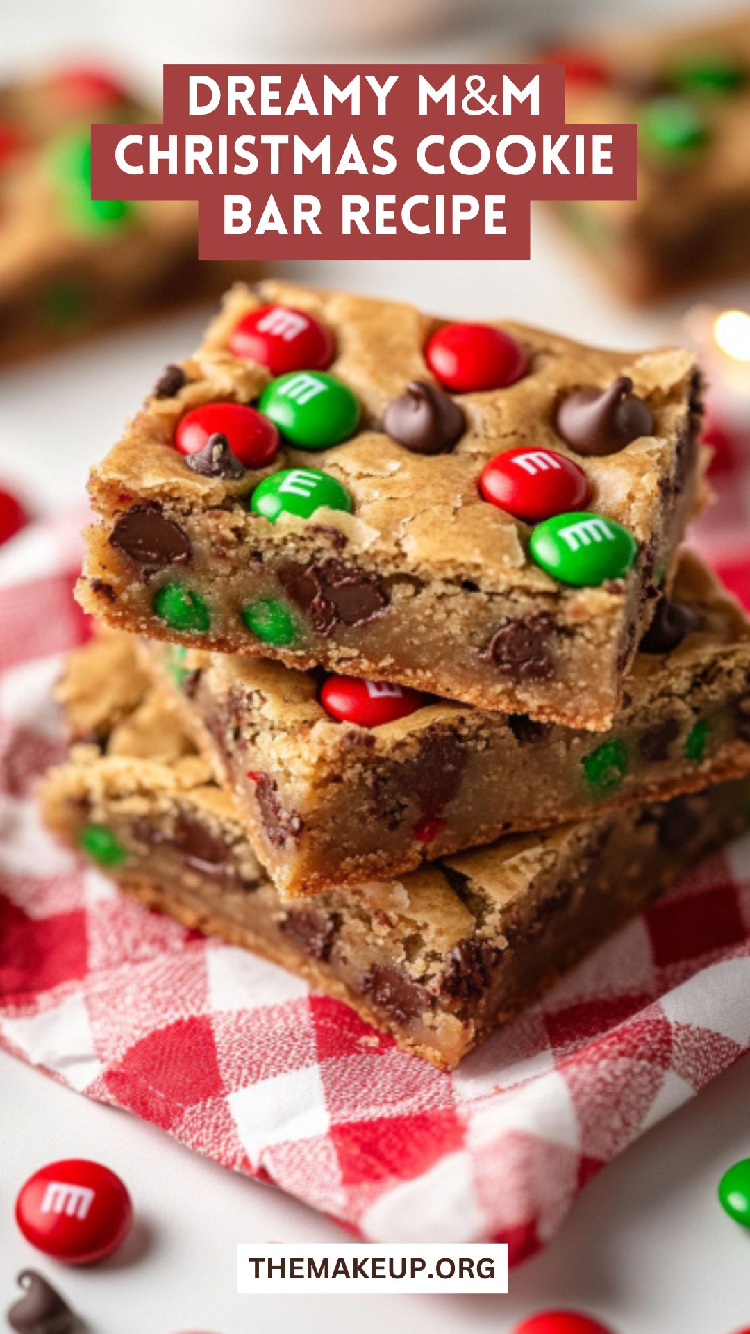 Deliciously Easy M&M Christmas Cookie Bar Recipe W/ Video - The Makeup