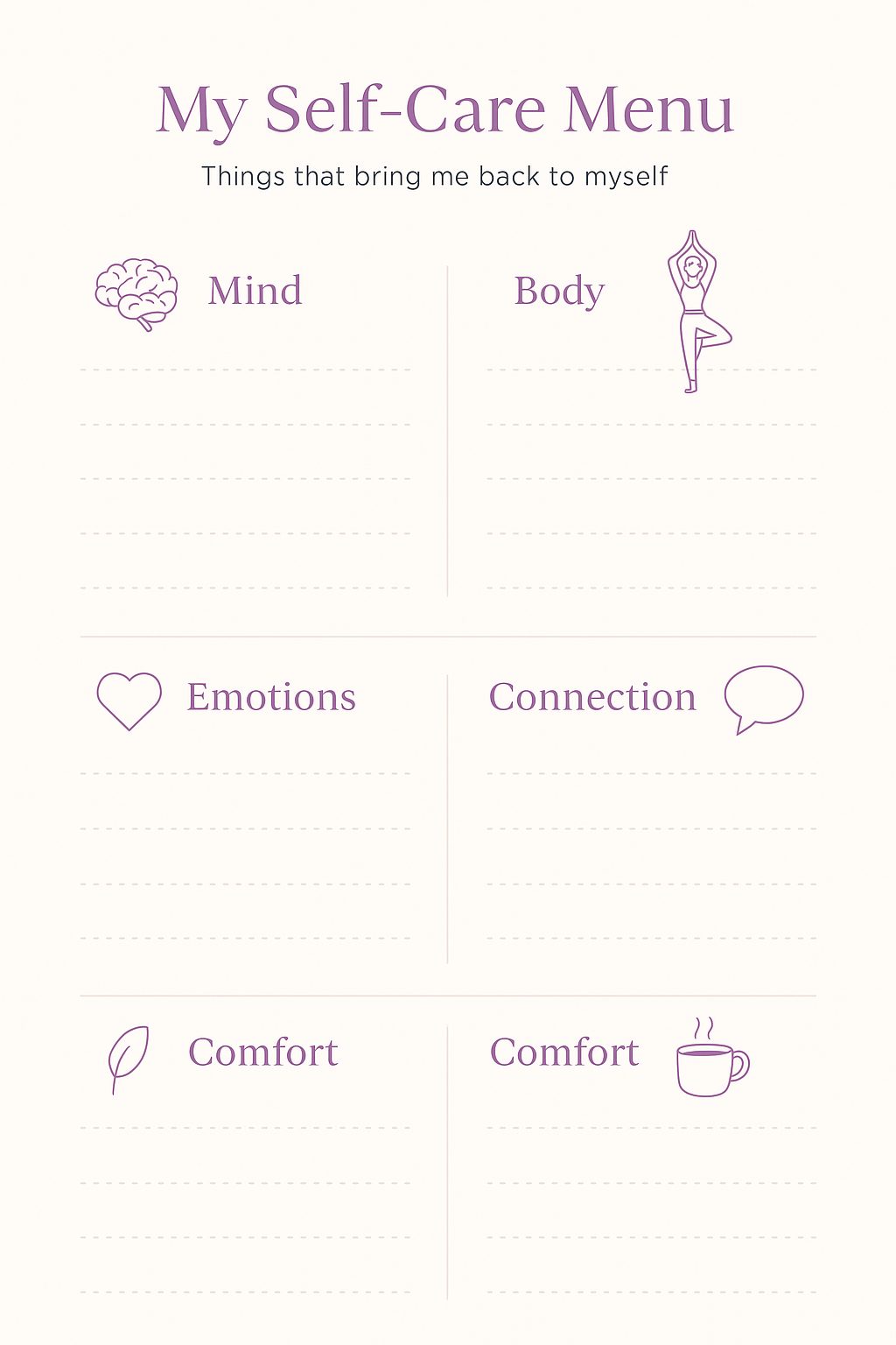 Easy Yet Powerful Printable Self-Care Planner Worksheets for Adults ...